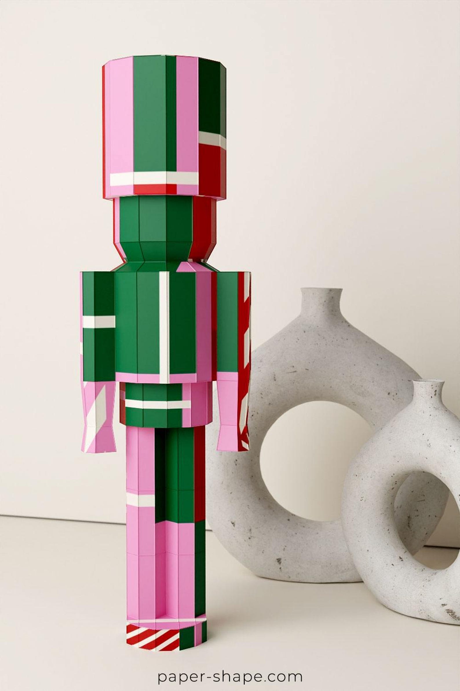 Nutcracker 3D Paper Craft, Low Poly Paper Nutcracker, Christmas Decor ...