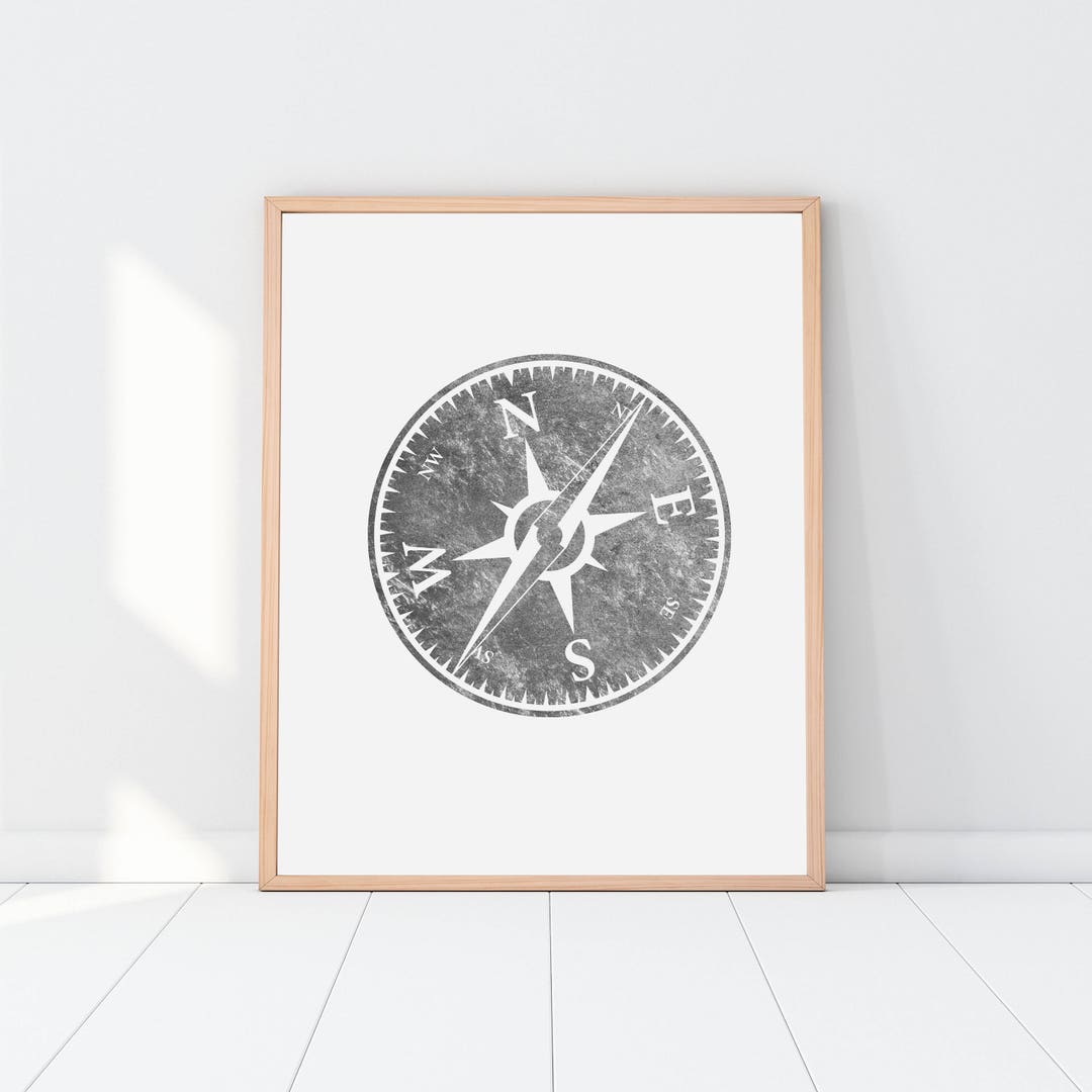 Compass Print Silver Foil Hipster Wall Art Prints - Etsy