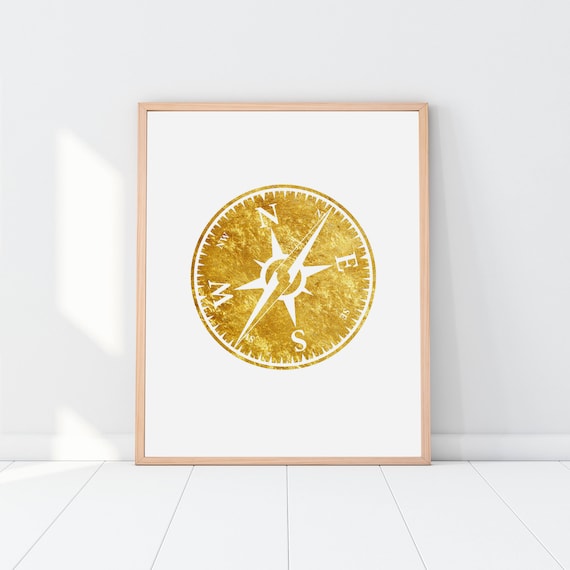 Gold Compass Gold Foil Compass Print Compass Gold Print | Etsy