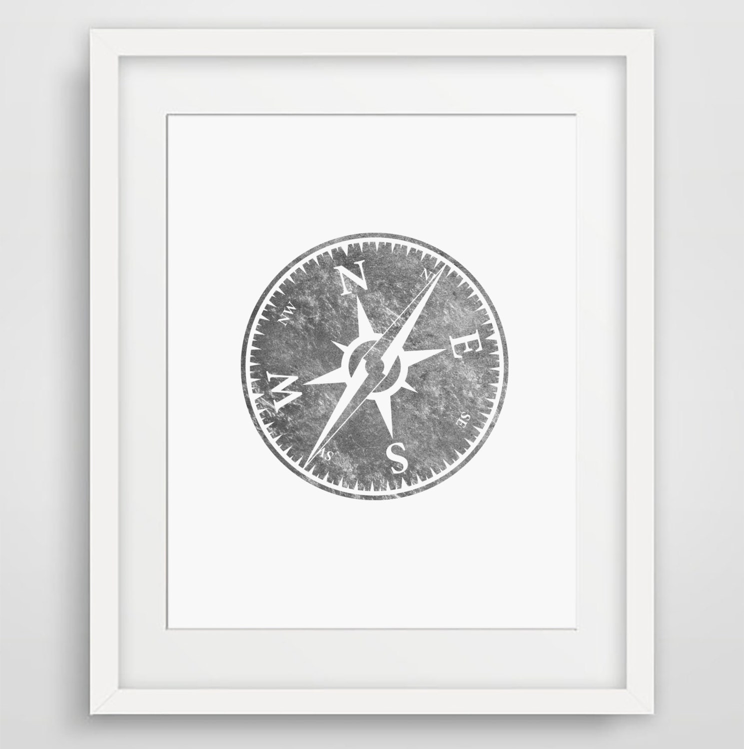 Compass Print, Silver, Foil, Hipster, Wall Art Prints, Printable Art ...