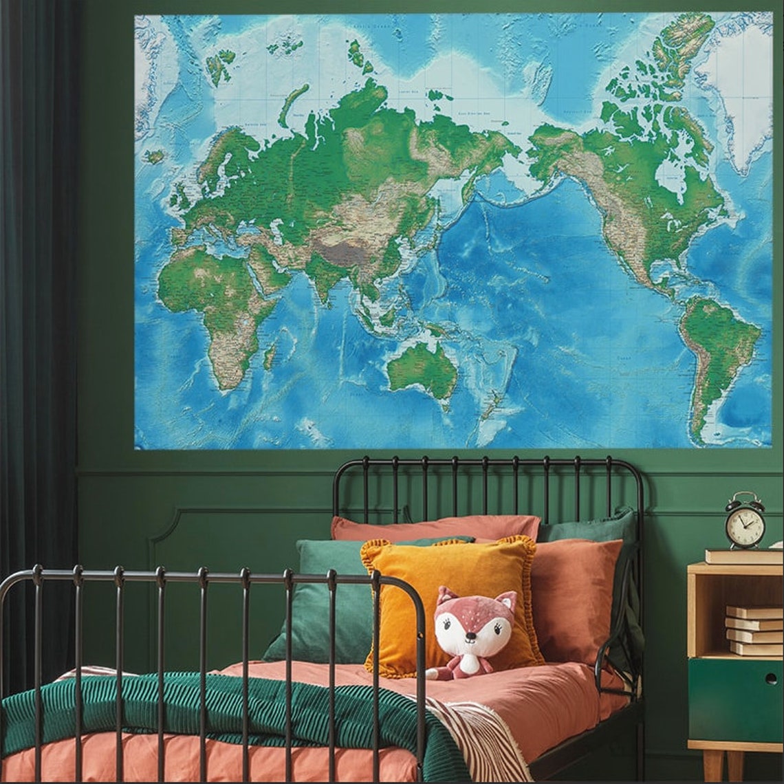 Large Detailed World Map Wall Sticker Geography Landlord Friendly ...