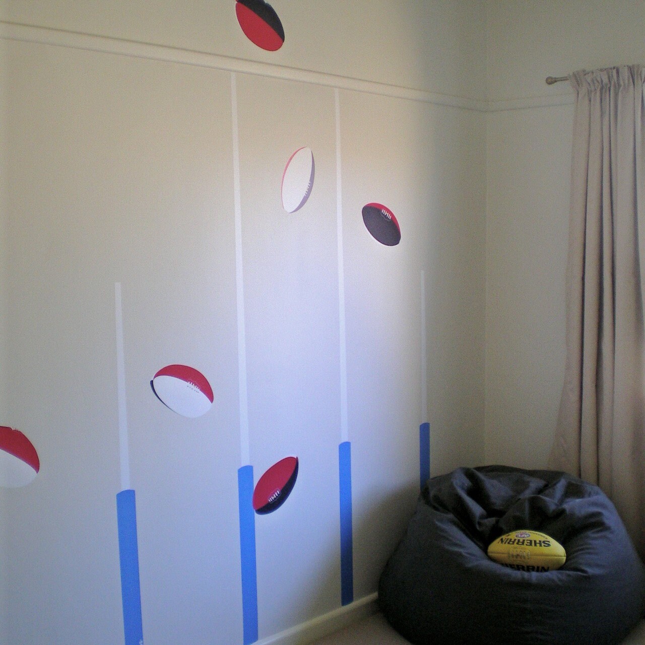 Footy + Football Goal Removable Fabric Adhesive Wall Decals / Boys ...