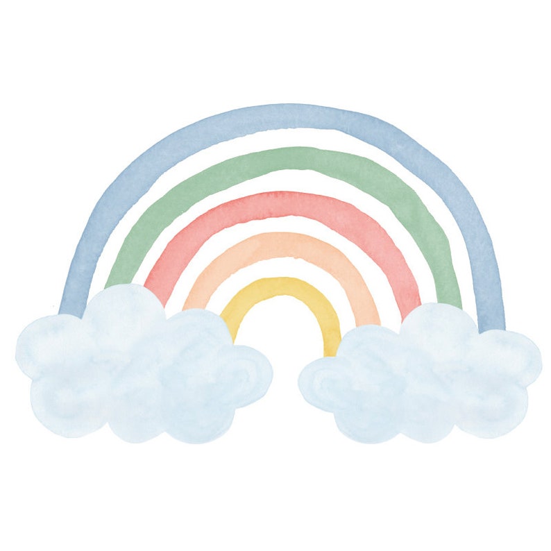 Small Rainbows With Clouds and Stars Removable Fabric Wall Decal/ Rent ...