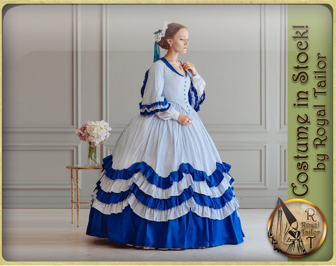 In Stock 19th Century Day Dress 1860s 1870s Civil War Romanticism