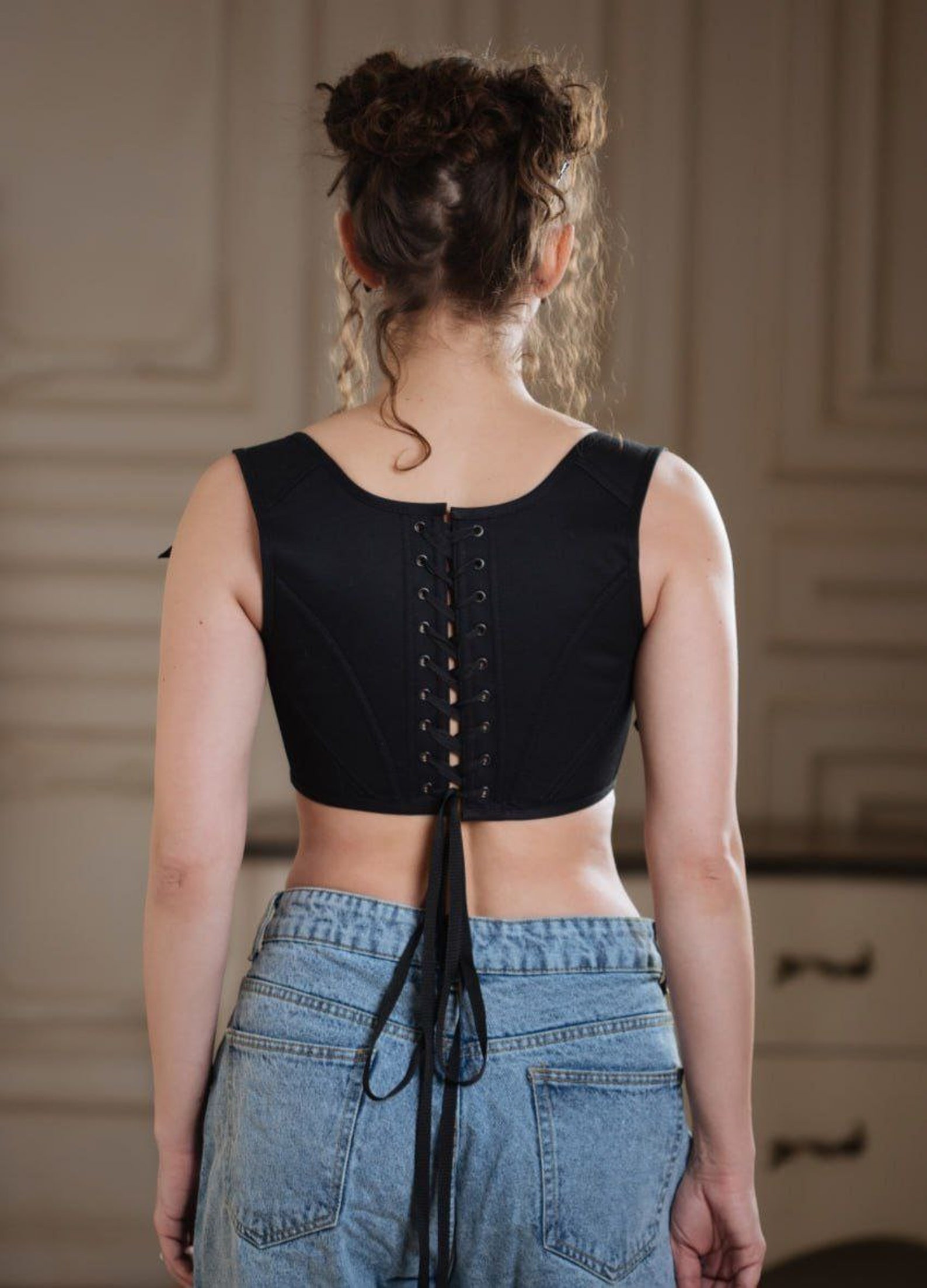 Regency Empire Corset, in BLACK Fabric, Corset Top, Bra - Etsy