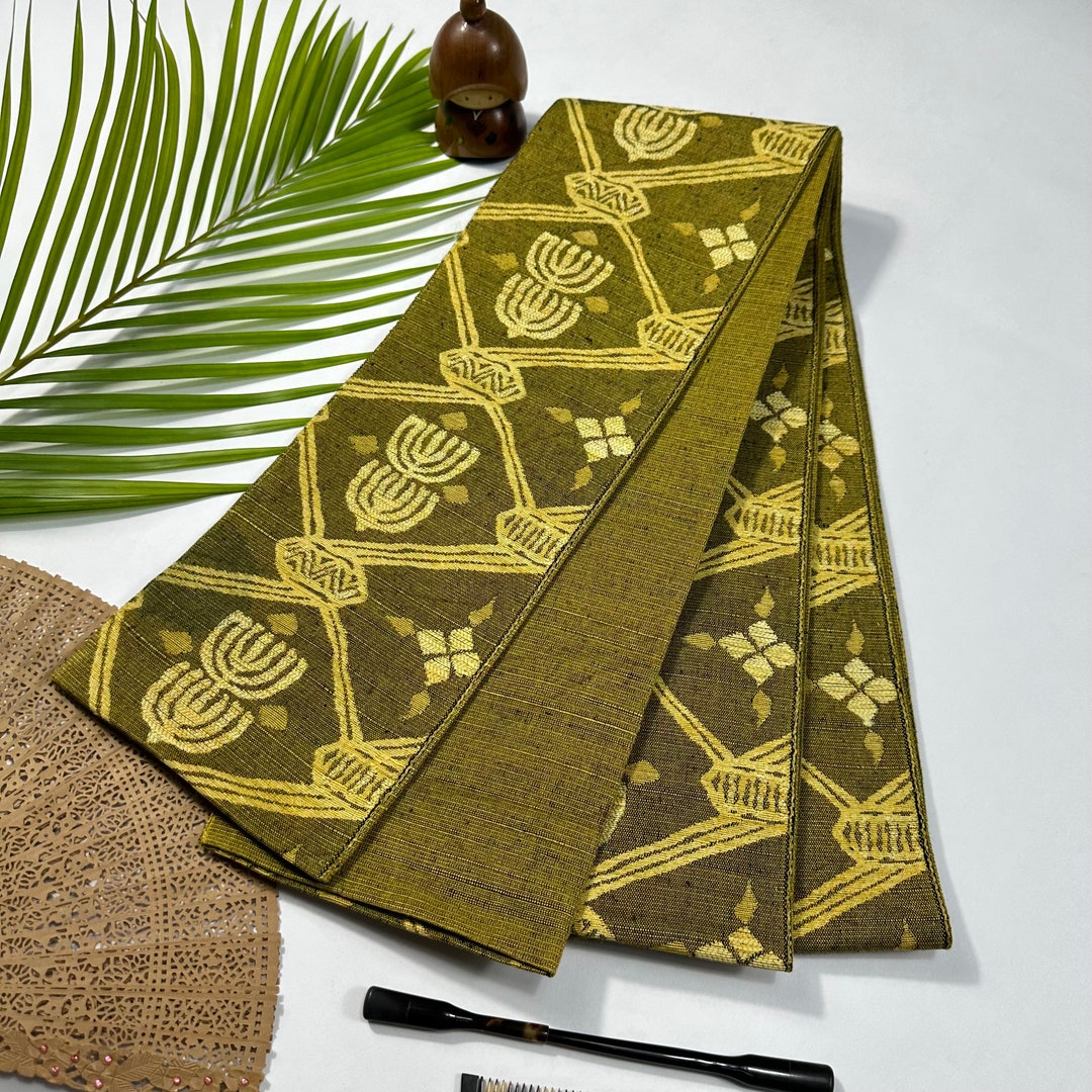 Japanese Hanhaba Obi Green Yellow Sash Kimono Yukata Womens / C512 - Etsy