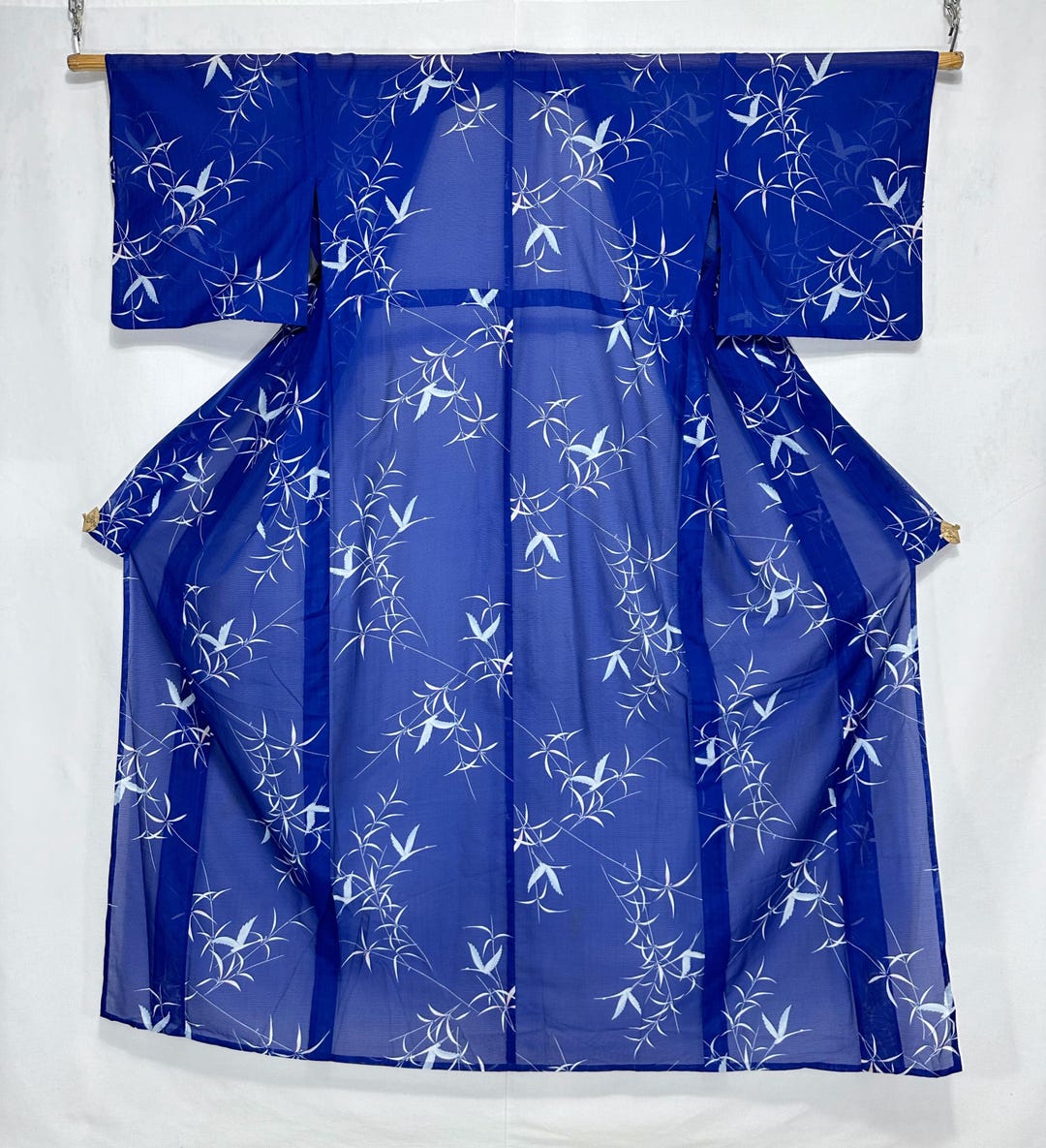 Vintage Japanese Kimono Womens Blue Sheer Polyester . Kimono Robe ...