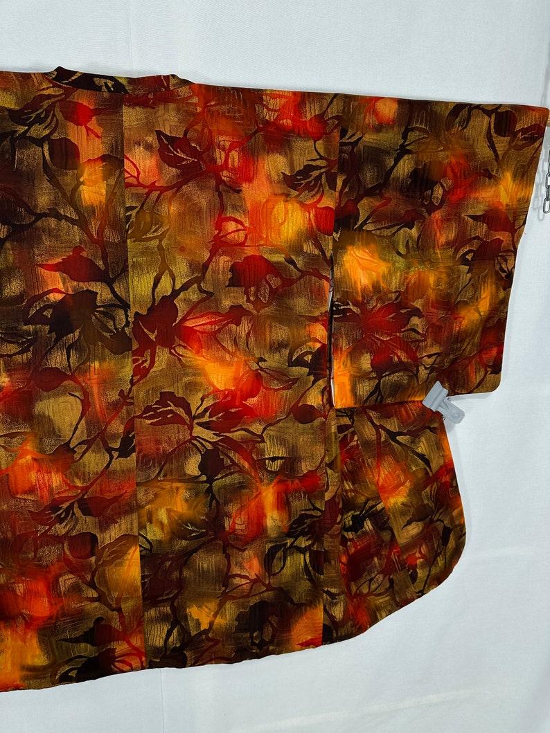 Vintage Japanese Michiyuki Haori Kimono Womens Lava Brown Orange Fine ...