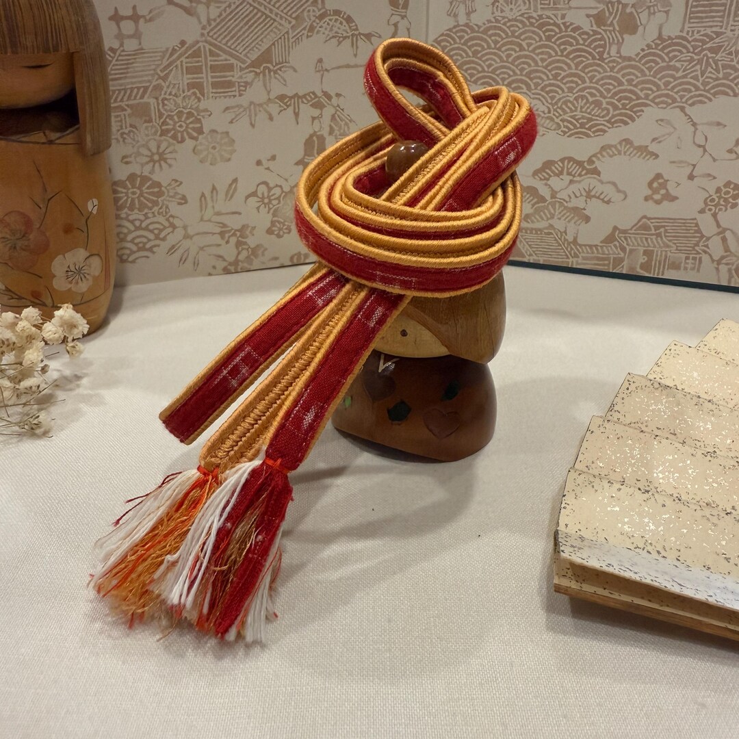 A330 Flat Red Orange Obijime Japanese Silk Obi-jime Kimono Obi Sash ...