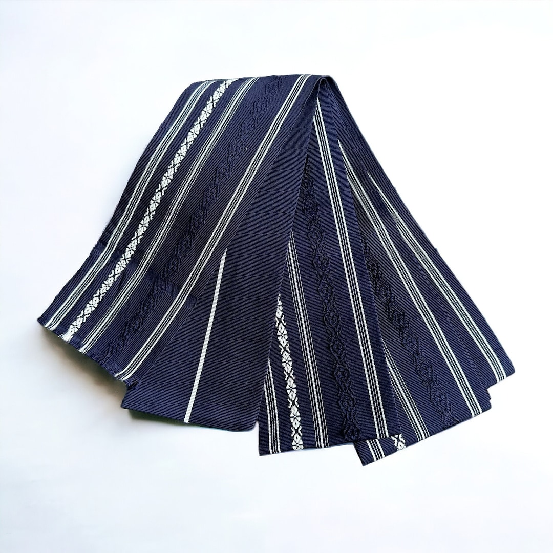 Japanese Mens Kaku Obi Sash Kimono Yukata Blue Cotton Silk / C463 - Etsy