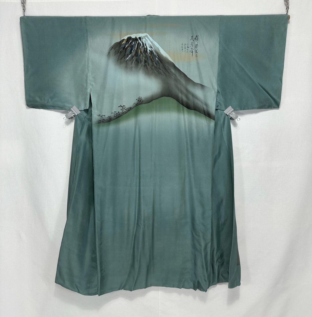 Vintage Japanese Mens Juban Kimono Green Super Fine Soft Silk . Kimono ...