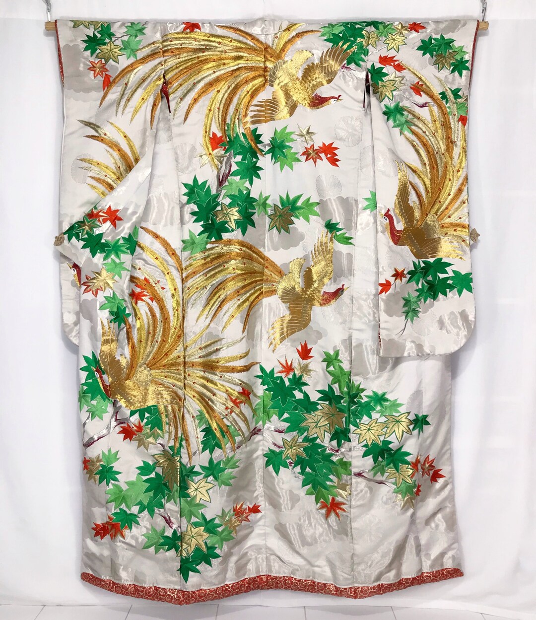 Vintage Japanese Uchikake Wedding Flying Phoenix Kimono Womens Silk ...