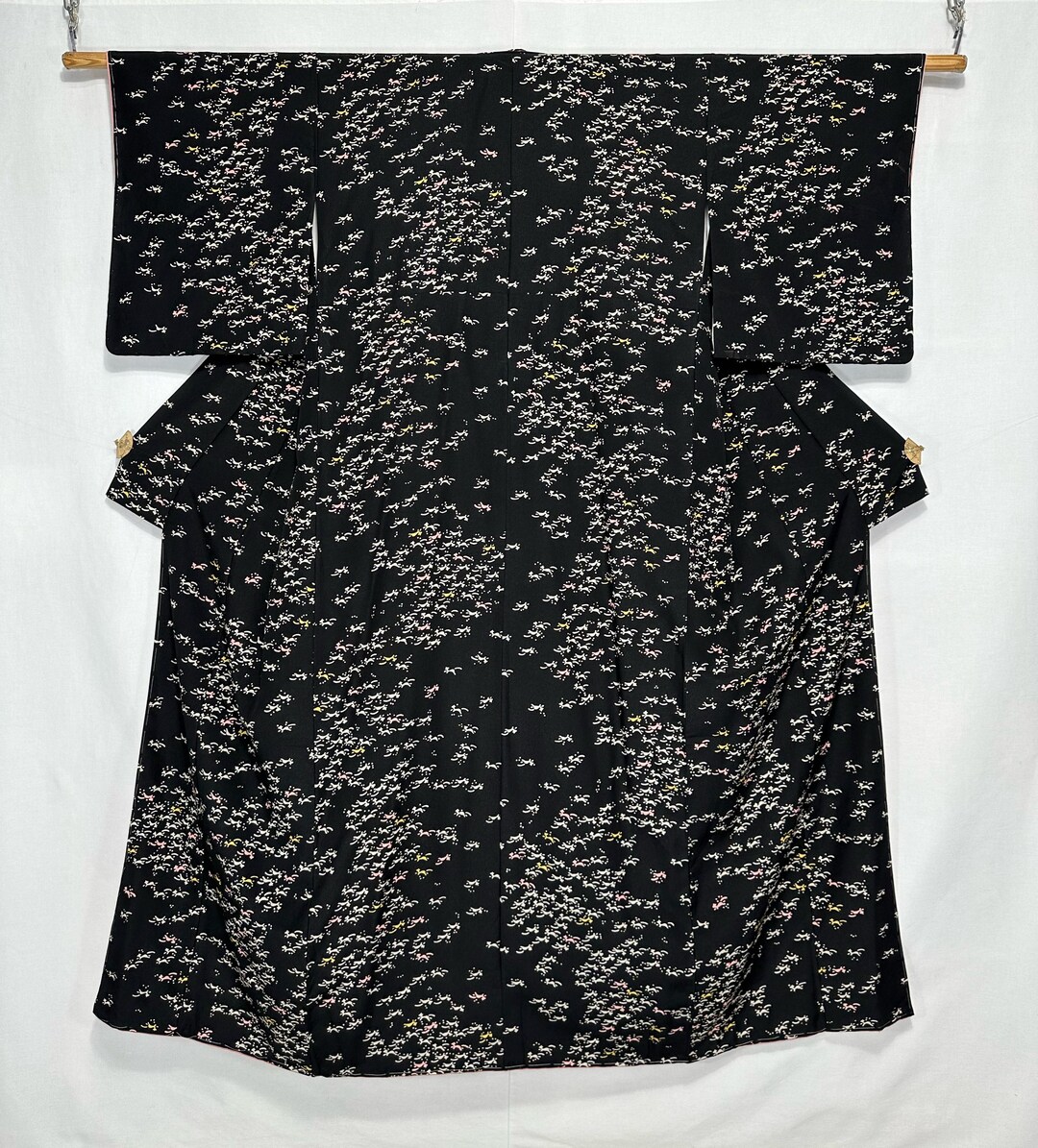 Vintage Japanese Kimono Womens Black Polyester . Kimono Robe . Kimono ...