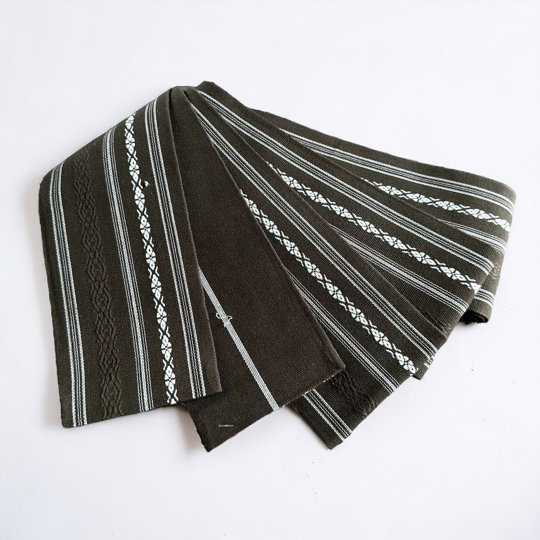 UNSUED Japanese Mens Kaku Obi Sash Kimono Yukata Green White Cotton ...