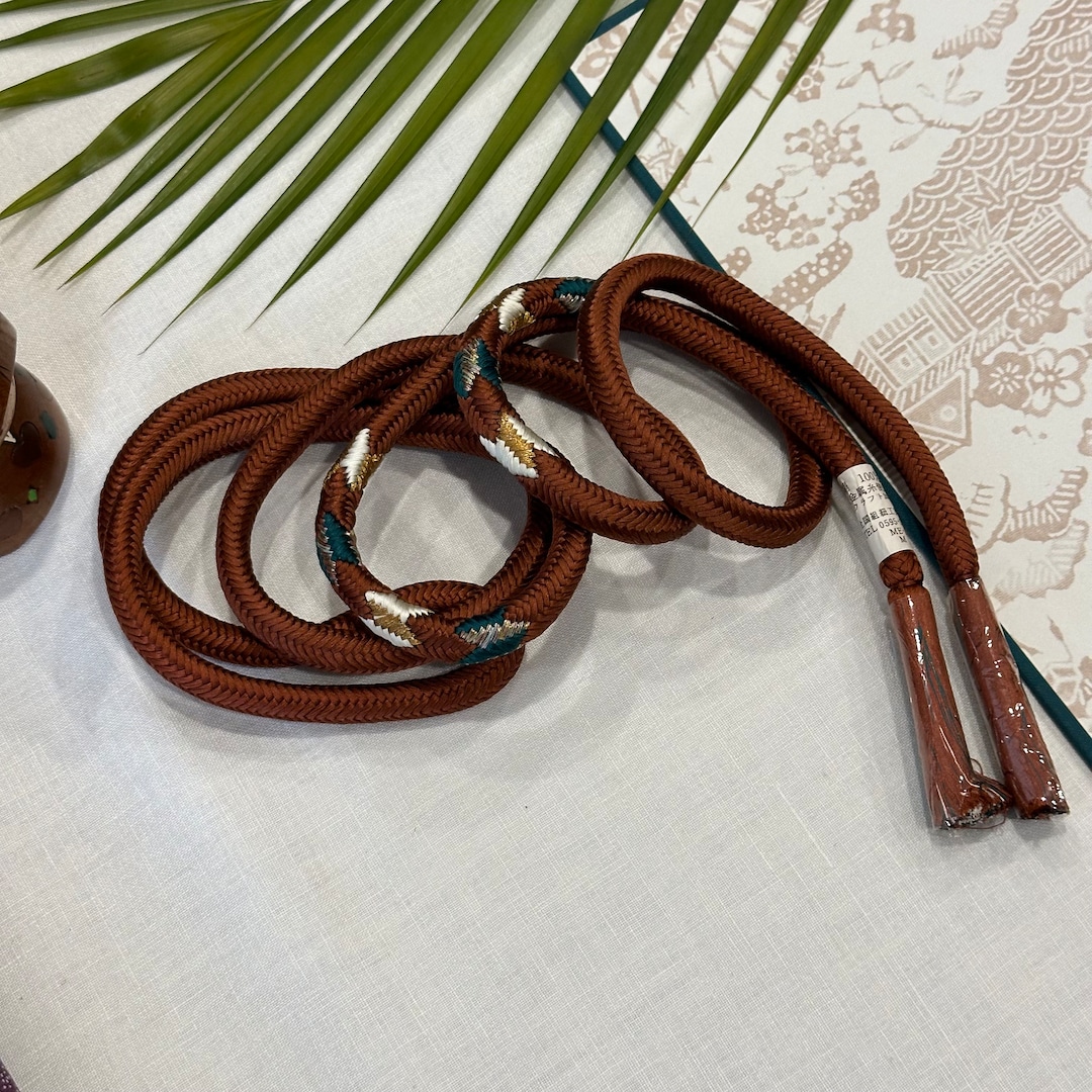 Round Brown Obijime Japanese Silk Obi-jime Kimono Obi Sash / Himo Ties ...