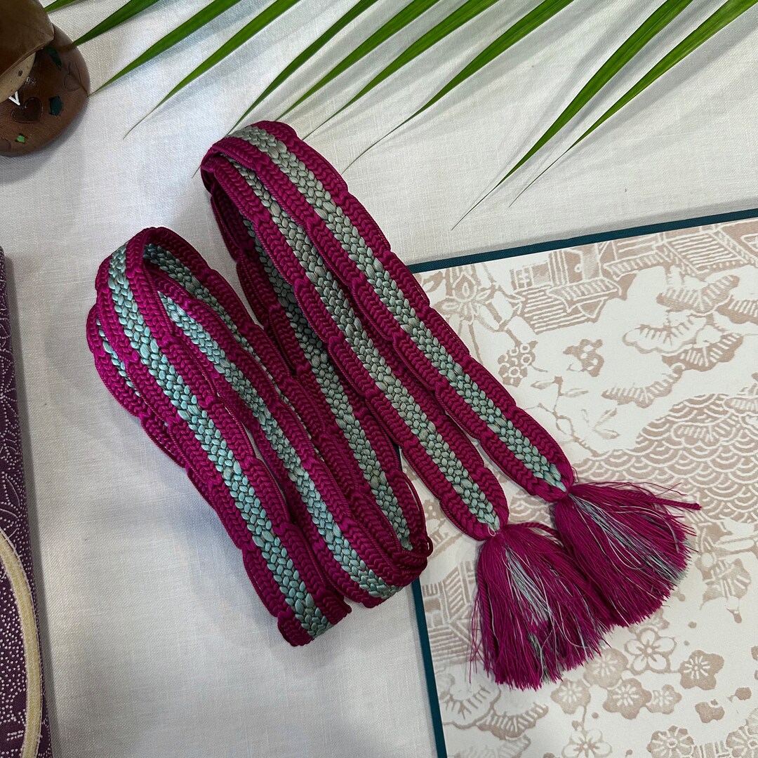 Flat Pink Obijime Japanese Silk Obi-jime Kimono Obi Sash / Himo Ties ...