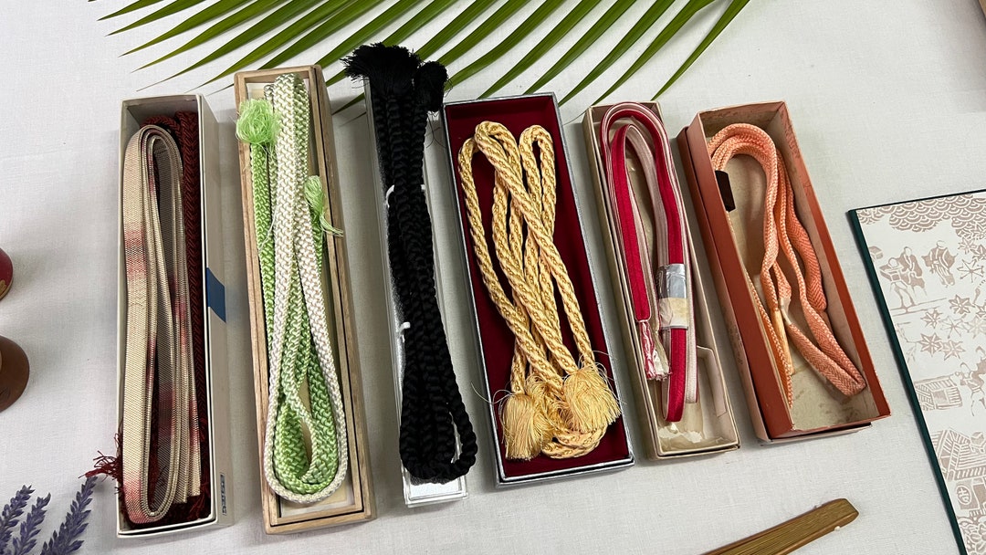 Con scatole Obijime piatto Kimono Obi-jime in seta giapponese Fascia ...