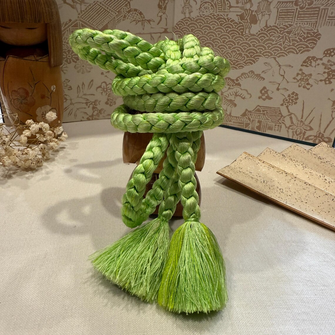 A249 Round Green Obijime Japanese Silk Obi-jime Kimono Obi Sash / Himo ...