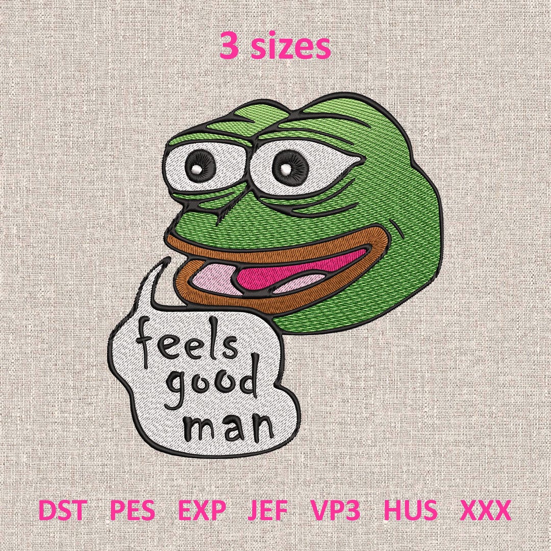 Pepe the Frog - Machine Embroidery Design - 3 Sizes - Instant Dowload ...