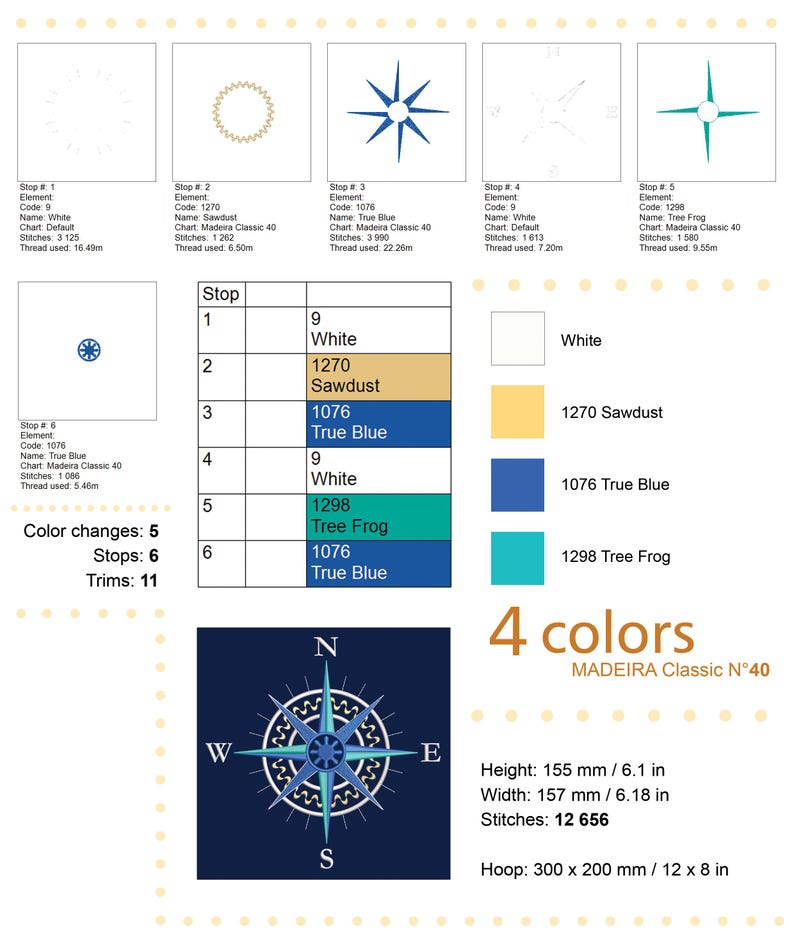 Compass Pattern - Machine Embroidery Design - Instant Download File ...