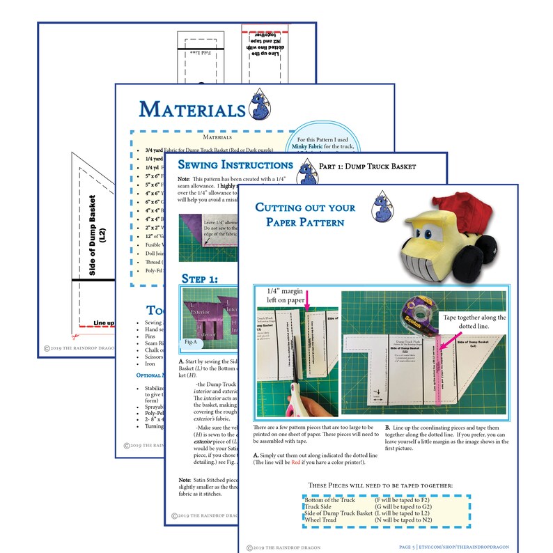 Dump Truck Plush .PDF Sewing Pattern Cars Sewing Pattern - Etsy