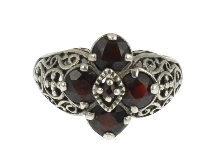 Vintage Sterling Silver Garnet Ring Size 6.75 Marked P3, Vintage ...