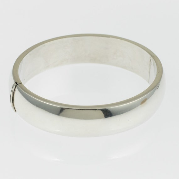 Hinged Sterling Silver Wide Bangle Bracelet + - Gem