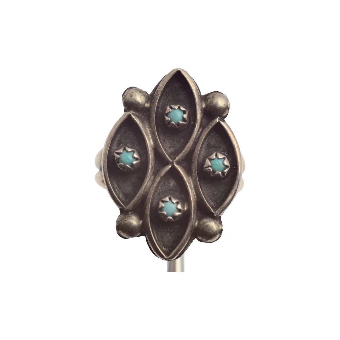 Sterling Silver Signed A Yazzie Ring Size 6.75 Navajo Southwestern ...