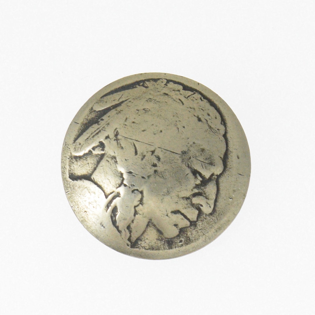 Antique 900 Coin Silver Buffalo Indian Head Nickel Button for Coin ...