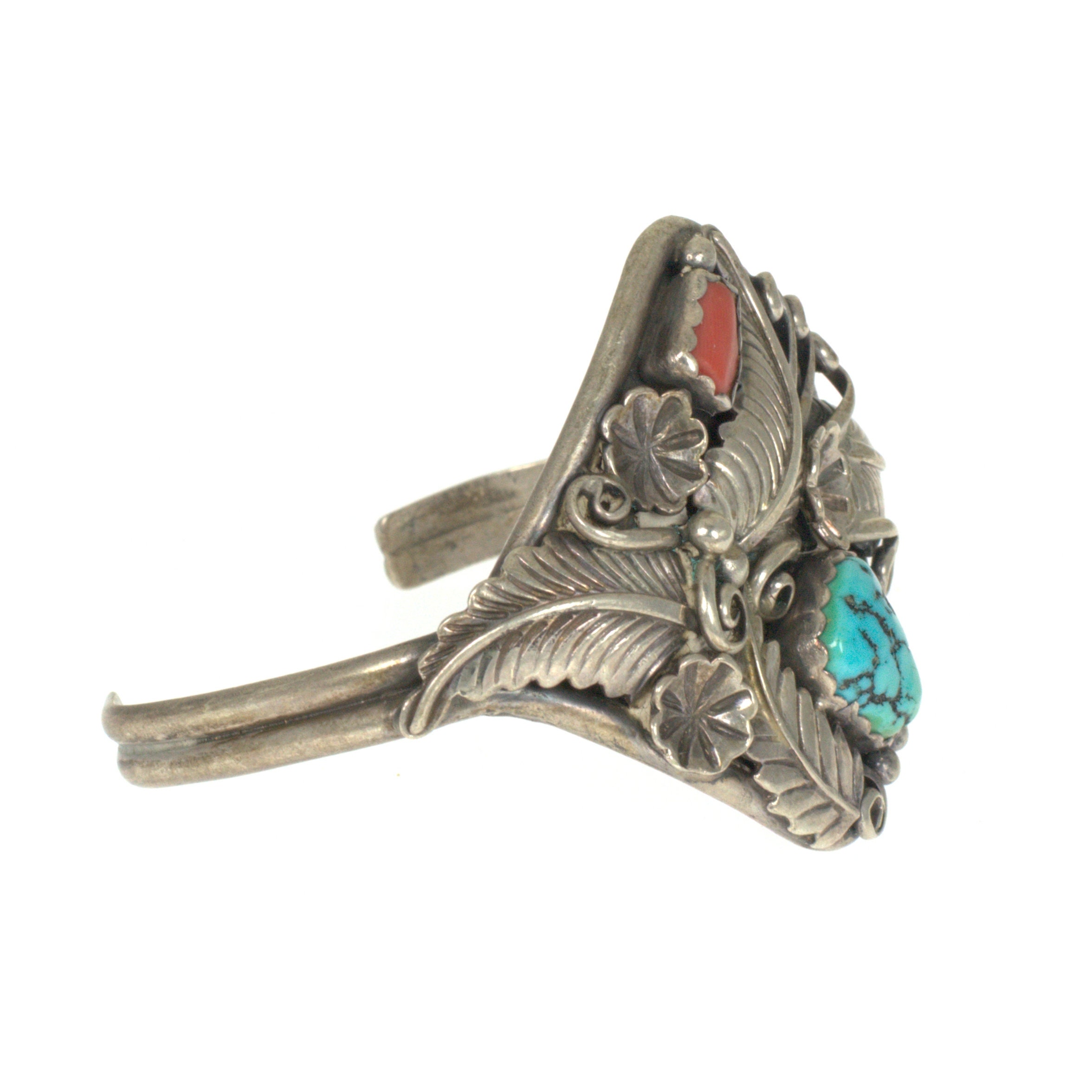 Native American Julia Etsitty Navajo Sterling Silver Turquoise Coral ...