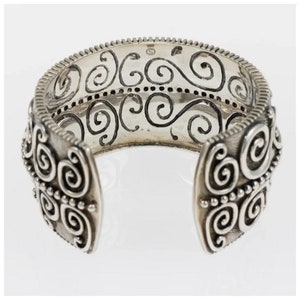 Large Heavy Sterling Silver Swirling Design Pattern Cuff Bracelet ...