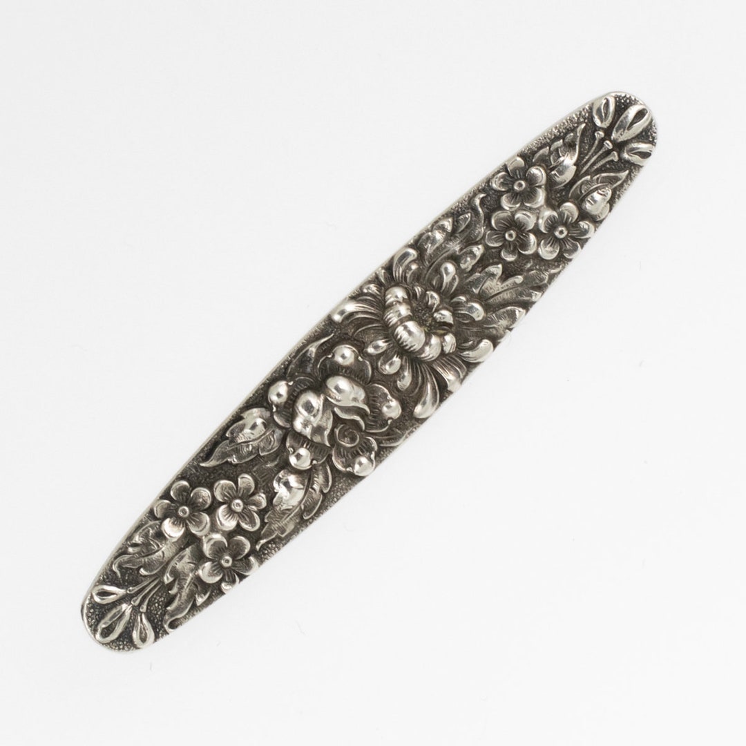 Steiff Sterling Silver Antique Repousse Flower Pin - Etsy