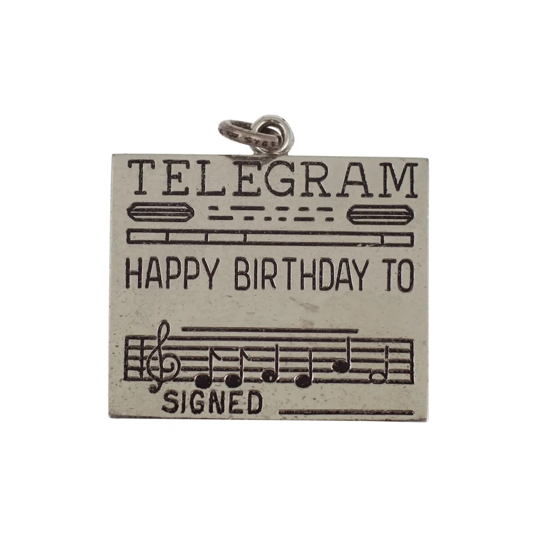 Vintage Sterling Silver Happy Birthday Telegram Charm - Etsy
