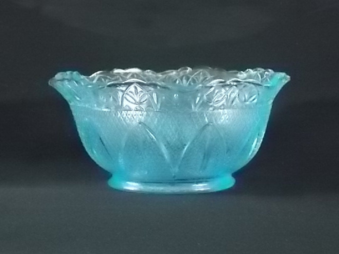 Blue Cut Glass Dish - Etsy
