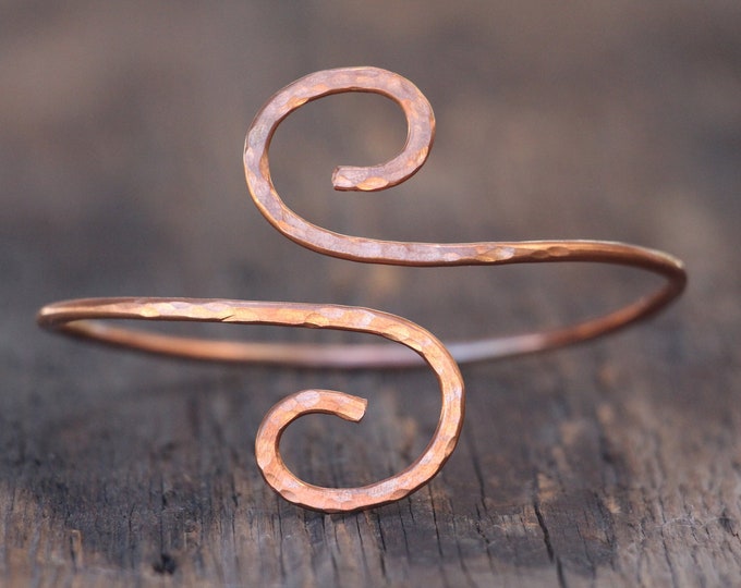 Copper Arm Cuff Bracelet, Hammered Copper Arm Cuff, Boho Hippie Copper ...