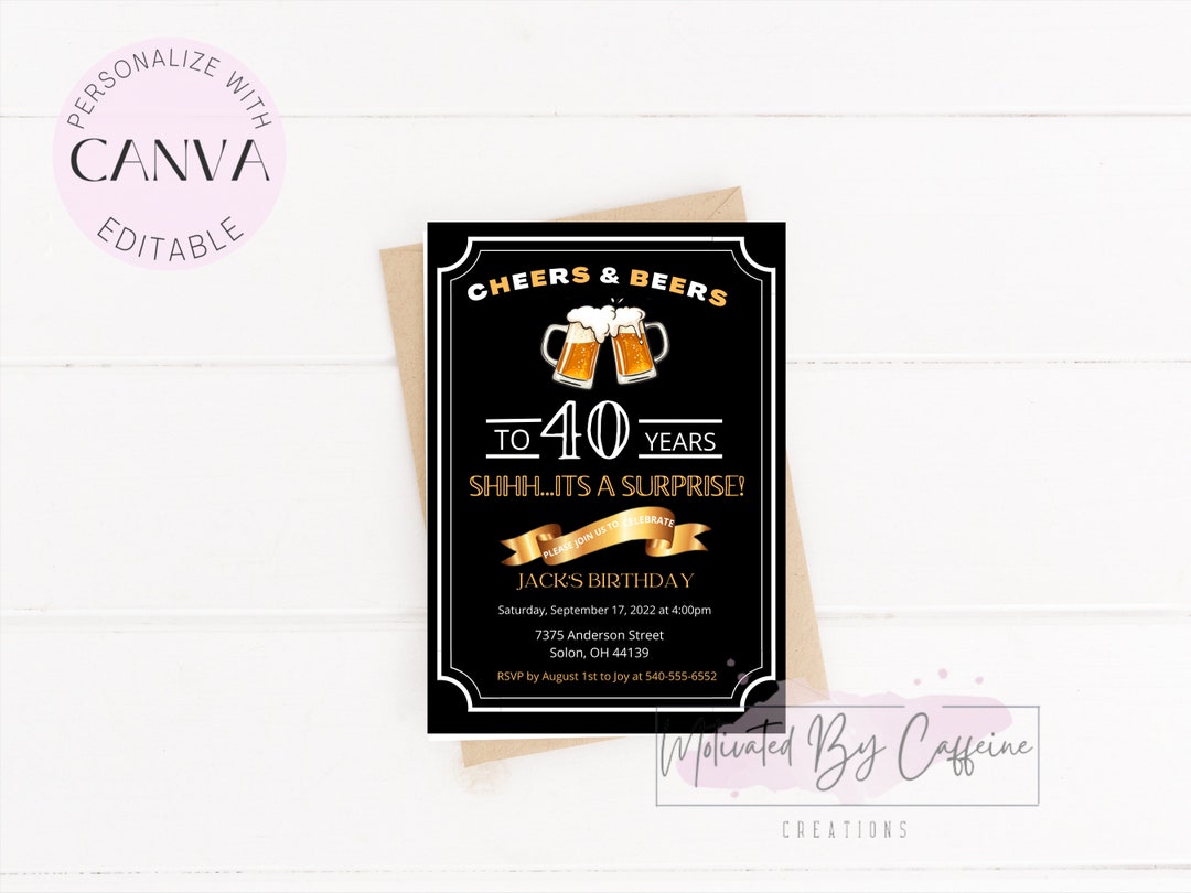 Cheers and Beers. Birthday Invitation, Surprise Birthday, Invitation ...