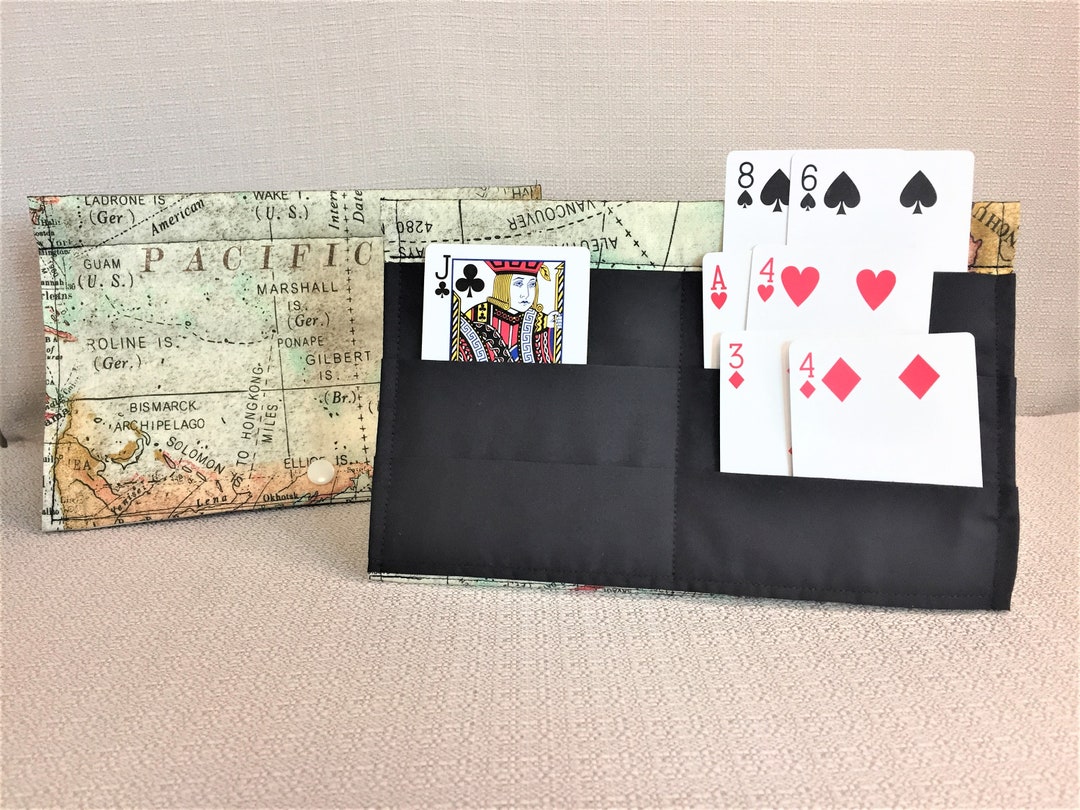 1 Playing Card Holder, Fabric Card Game Organizer, 3 Row Card Keeper ...
