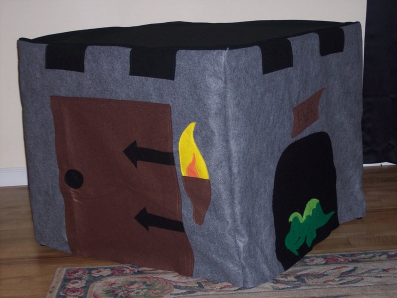 Castle Tablecloth Fort Card Table Size Knight Dragon Felt - Etsy