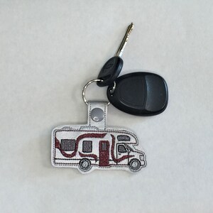 Gray RV Camper Key Chain, Class C Motorhome Snap Tab, Camping Purse ...