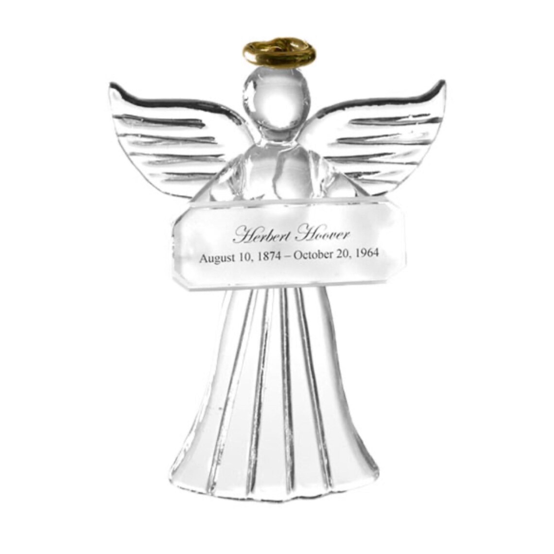 Guardian Angel Ornament Hand Blown Glass 22K Gold Halo Accent ...