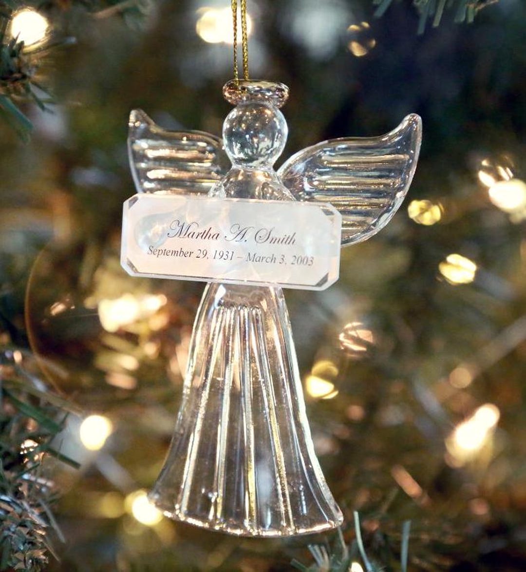 Guardian Angel Ornament Hand Blown Glass 22K Gold Halo Accent ...