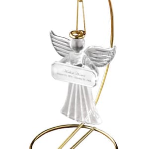 Guardian Angel Ornament Hand Blown Glass 22K Gold Halo Accent ...