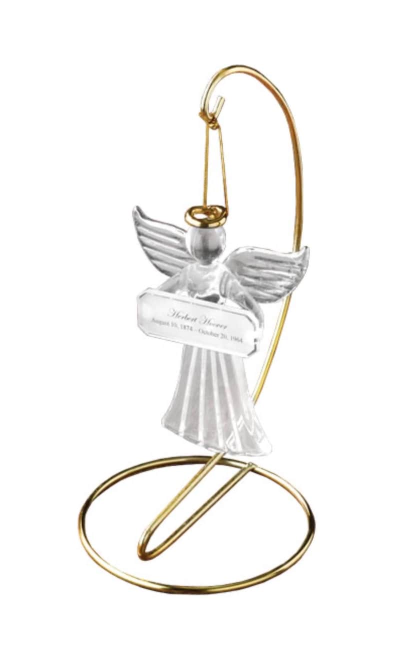 Guardian Angel Ornament Hand Blown Glass 22K Gold Halo Accent ...