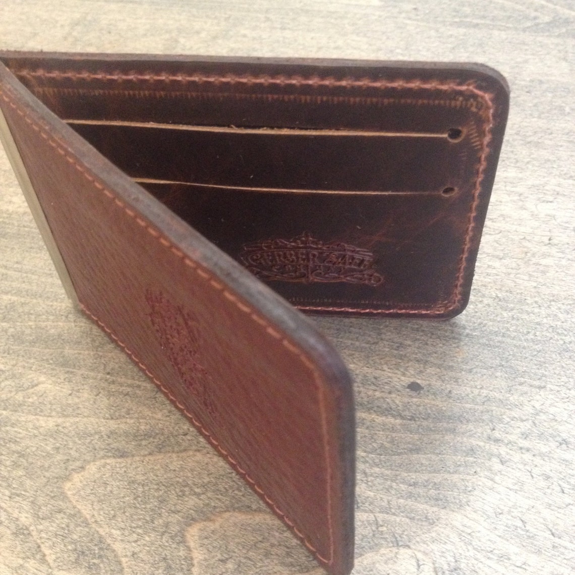 Bison Leather Wallet With Money Clip red | Etsy