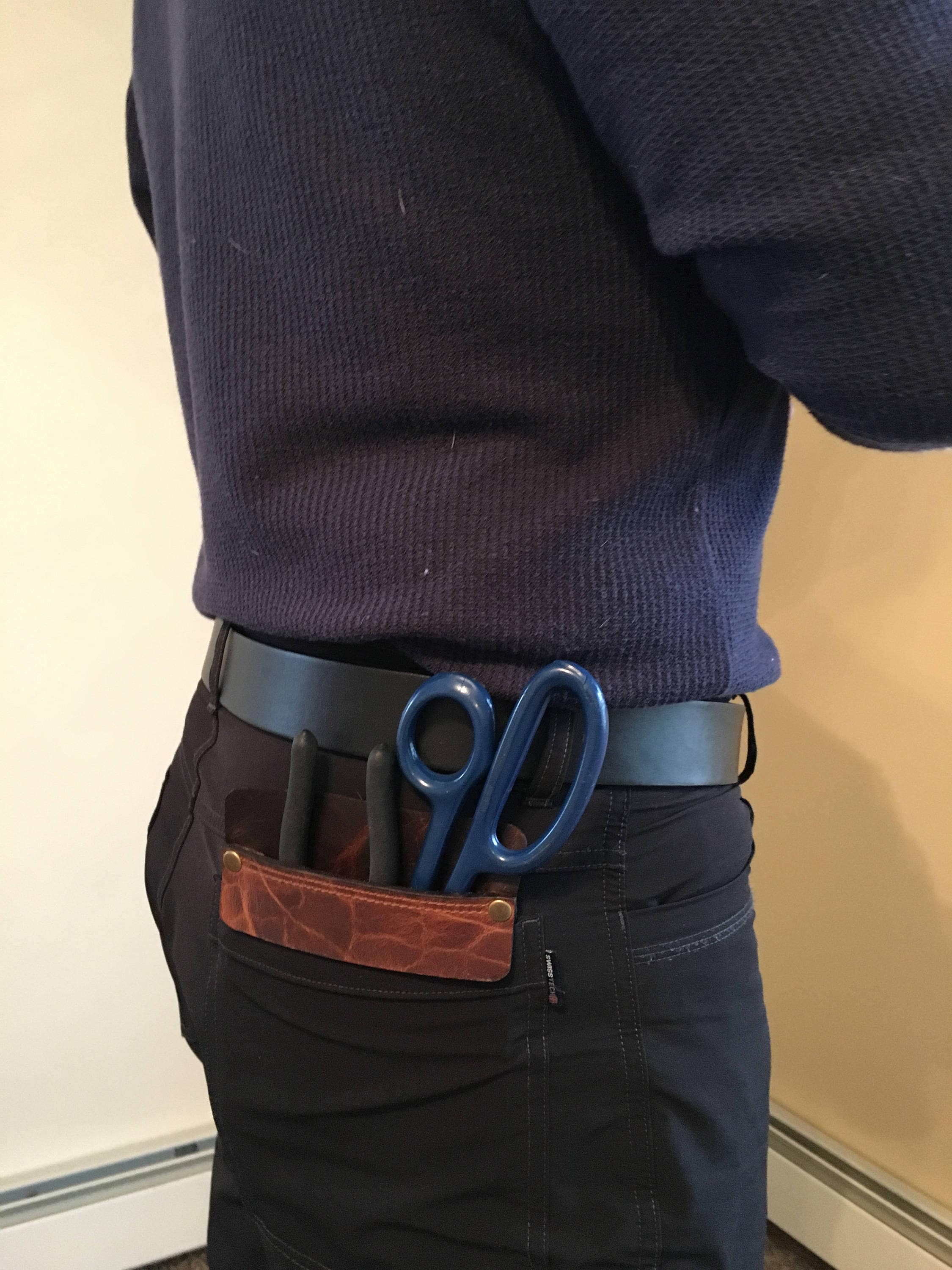 Bison Leather Pocket Protector Tool & Scissor Pouch - Etsy