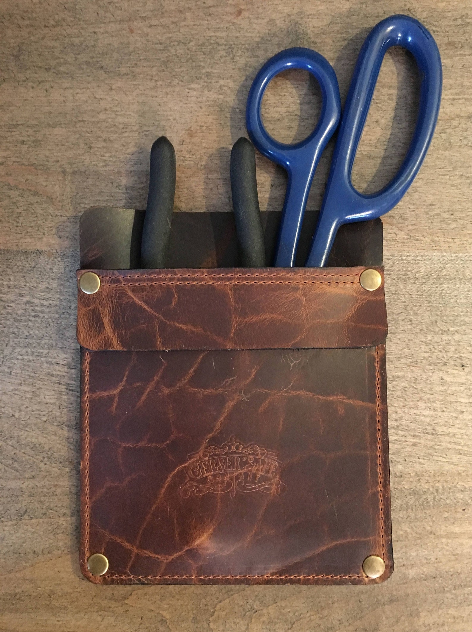 Bison Leather Pocket Protector Tool & Scissor Pouch | Etsy