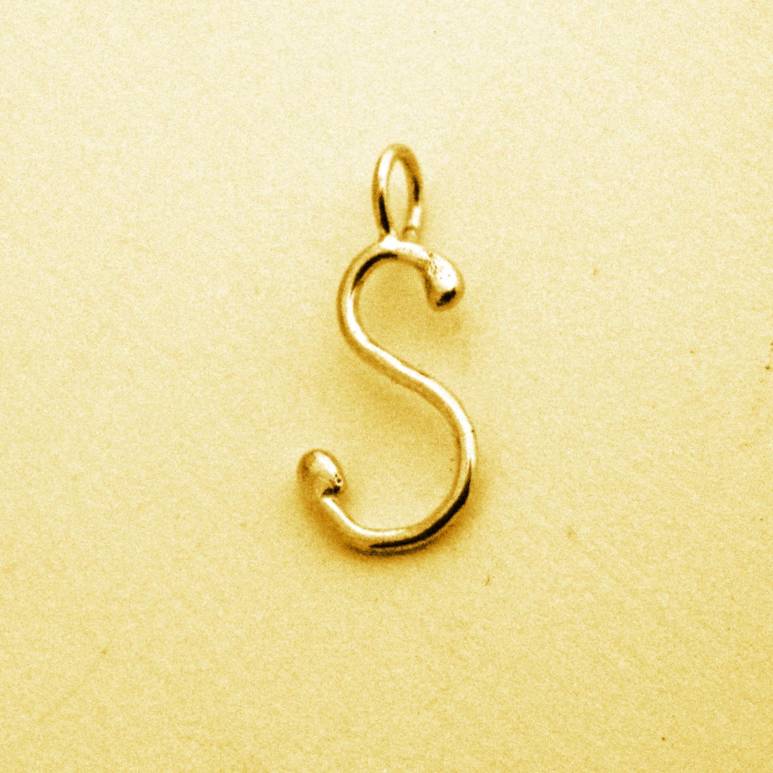 14K Gold Handmade Script Initial Pendant Letter S Initial - Etsy