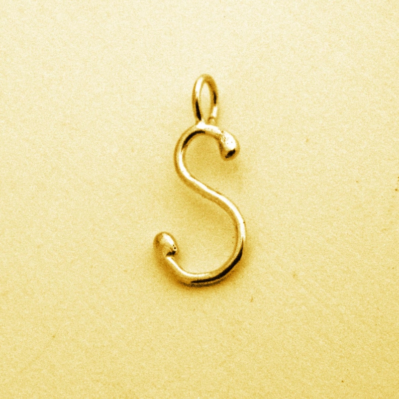 14K Gold Handmade Script Initial Pendant Letter S Initial - Etsy