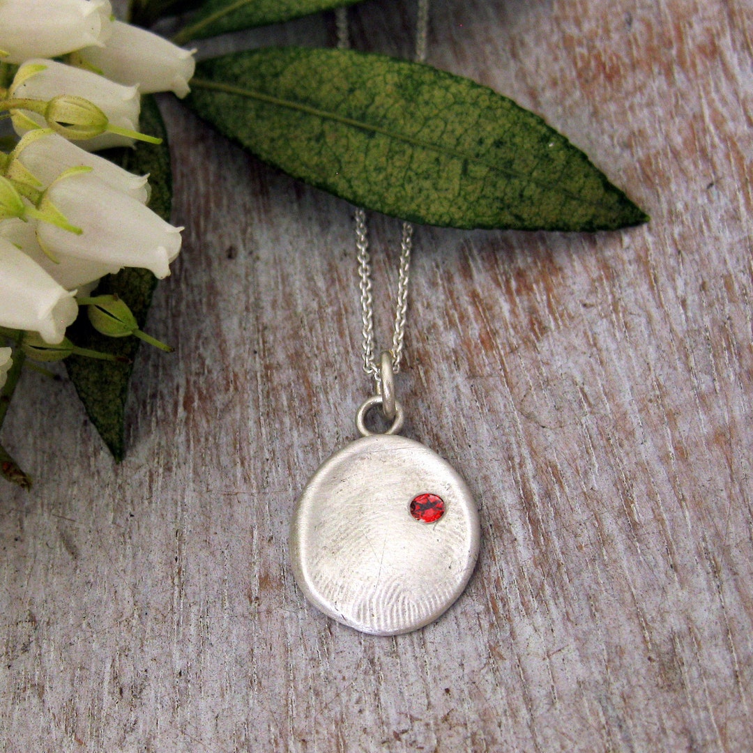 Actual Fingerprint Pendant With Birthstone, Choose Your Gemstone ...