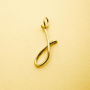 14K Gold Script Initial Pendant Letter J, Initial Jewelry, Rose Gold ...